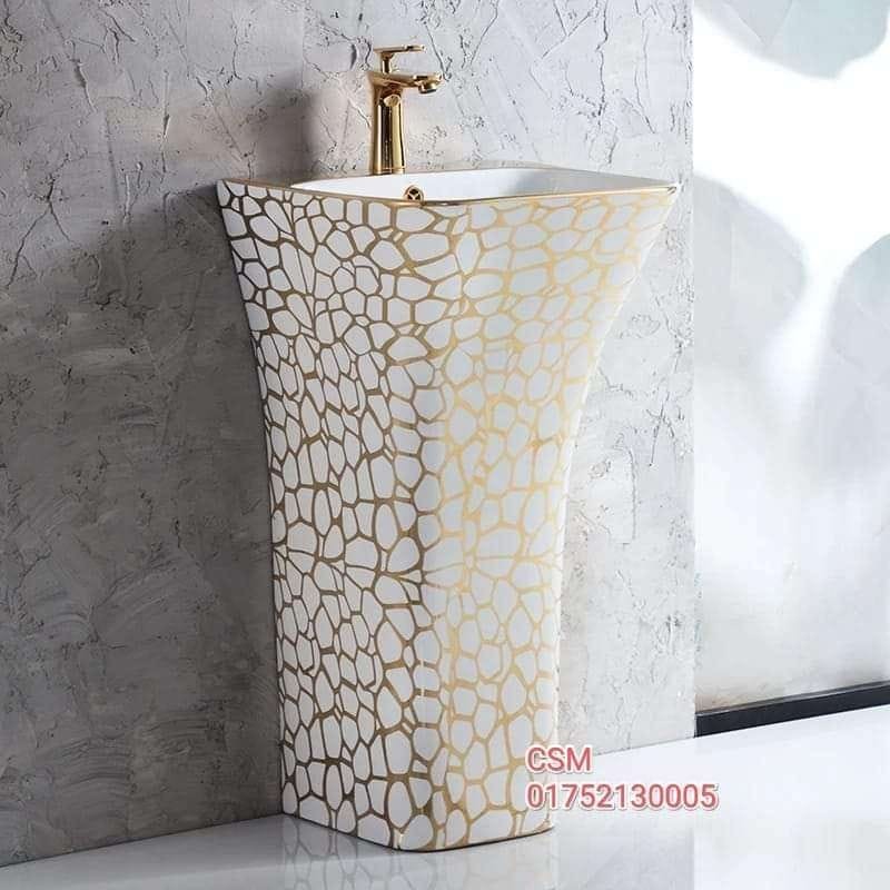 White Golden Drum Basin-G8013